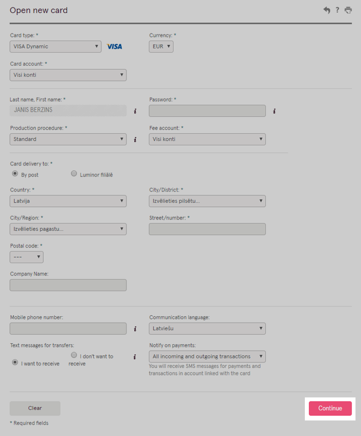 Card help page | Luminor